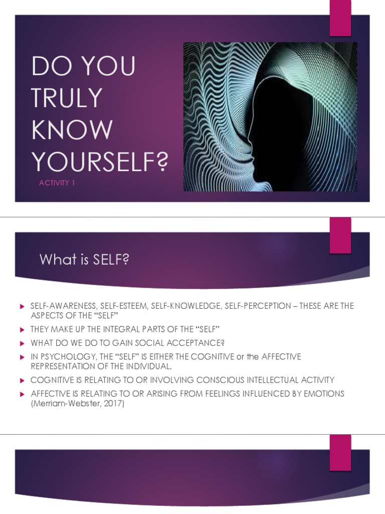 Do You Truly Know Yourself?: Activity 1 | PDF | Self | Perception