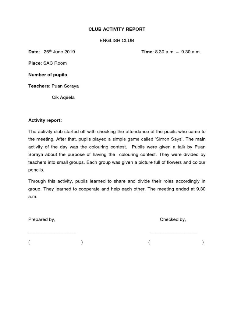 Club Activity Report | PDF