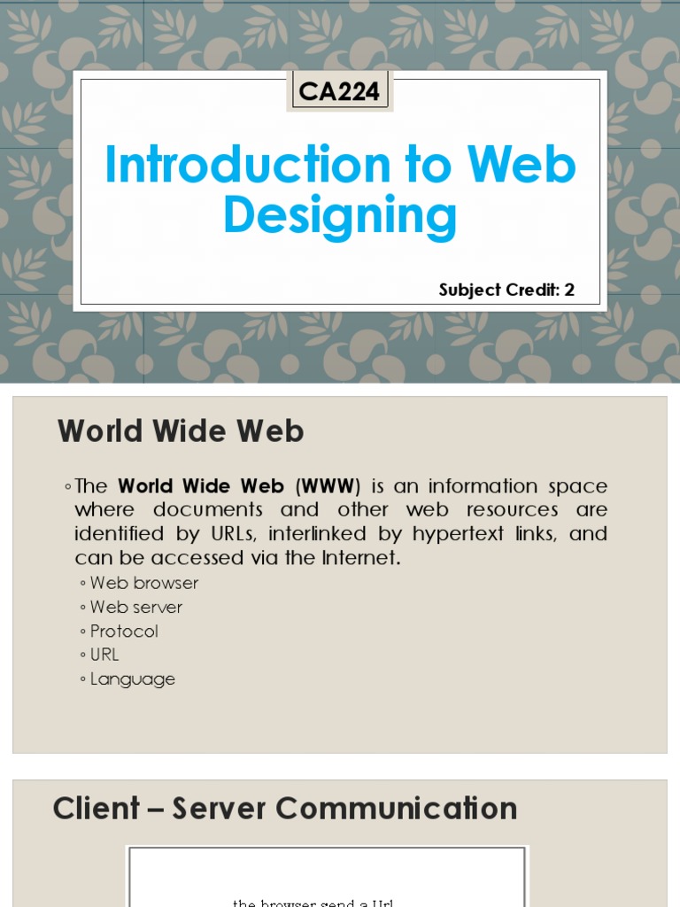 Introduction To Web Designing: Subject Credit: 2 | PDF | Html Element ...
