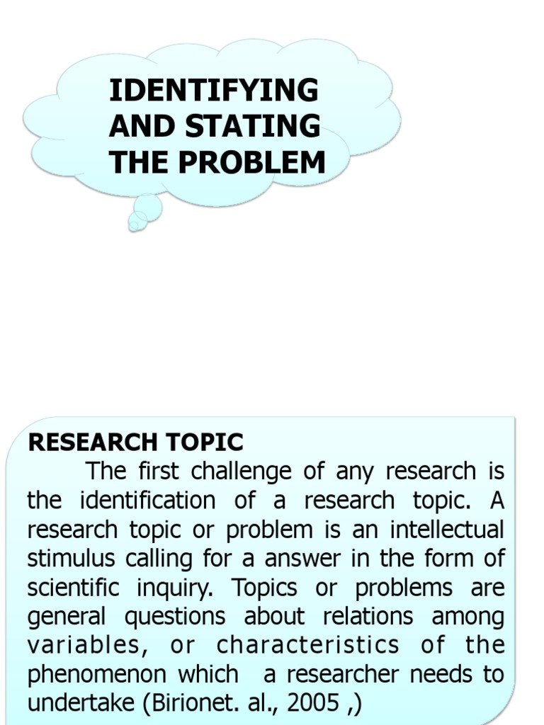 Identifying and Stating The Problem | PDF | Question | Curriculum