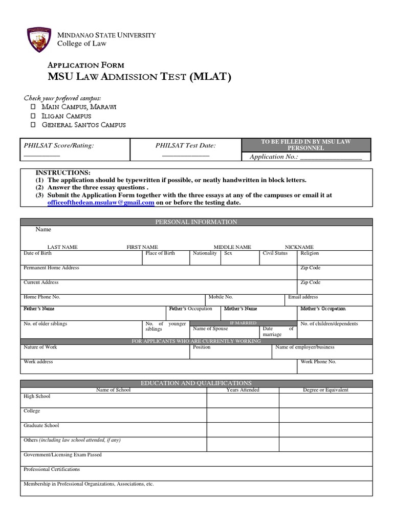 MSU L A T (MLAT) : A F AW Dmission EST | Download Free PDF | Law School ...