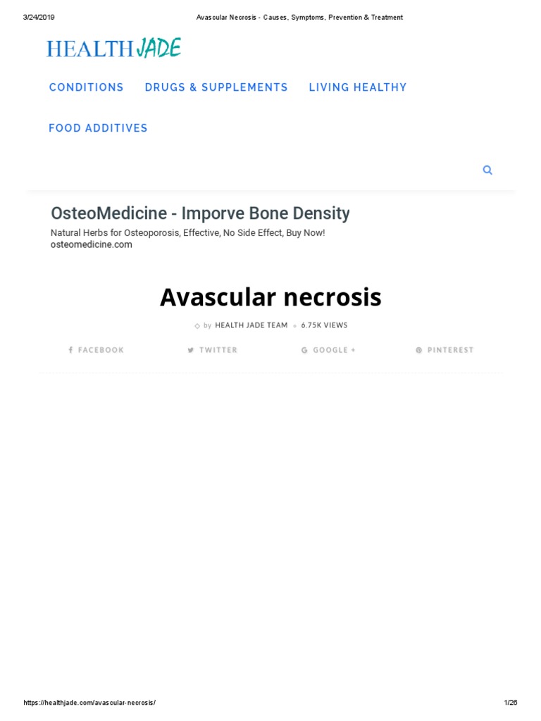 Avascular Necrosis - Causes, Symptoms, Prevention & Treatment | PDF ...