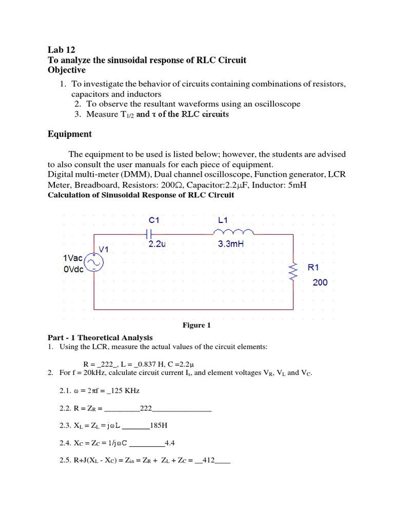 To Analyze The Sinusoidal Response of RLC Circuit | PDF | Electrical Engineering | Electromagnetism