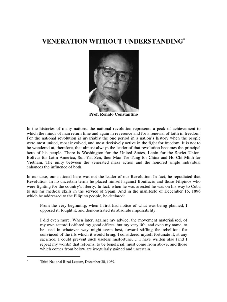 Renato Constantino Veneration Without Understanding | PDF | Philippines