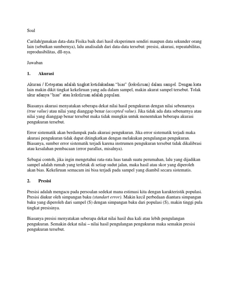 Analisis Akurasi dan Presisi Data Fisika | PDF
