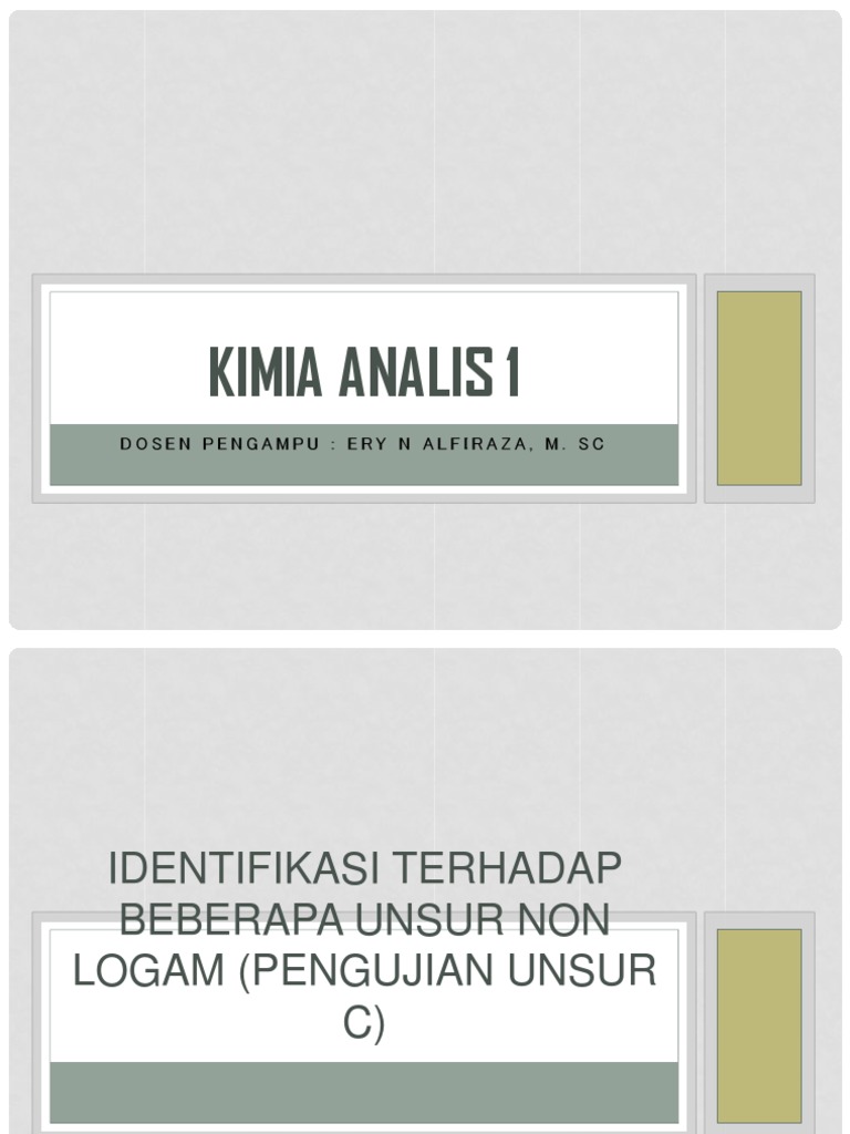 Kimia Analis 1 Pengujian Unsur C-2 | PDF | Sains & Matematika