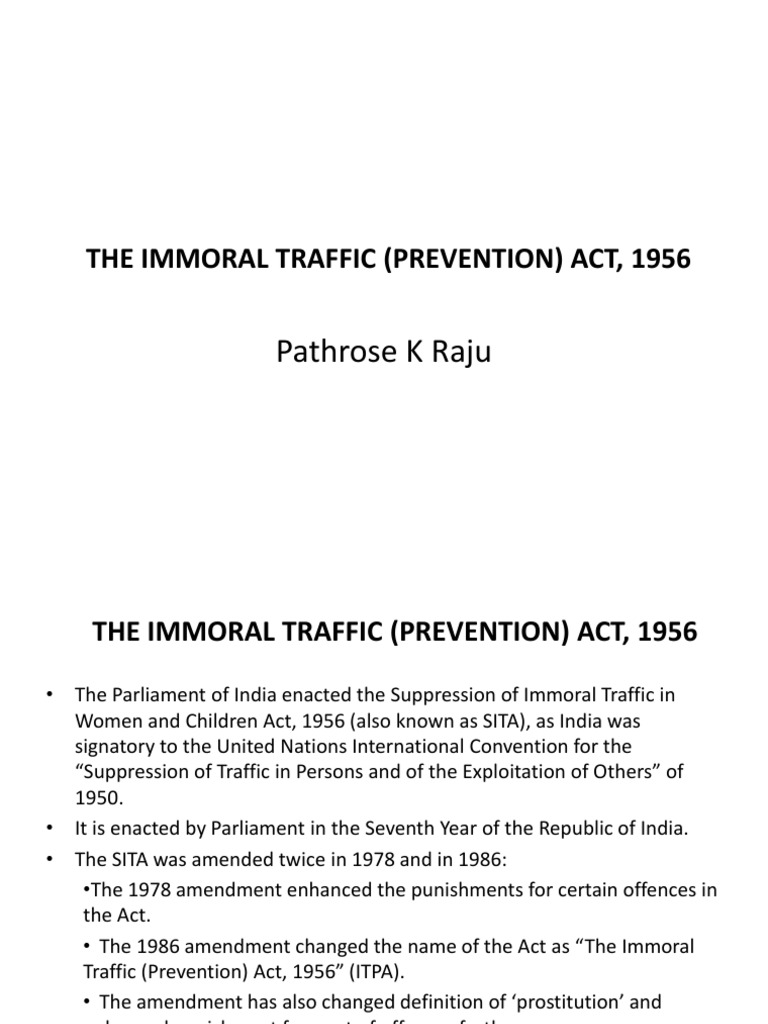 The Immoral Traffic (Prevention) Act, 1956 | PDF | Prostitution | Human ...