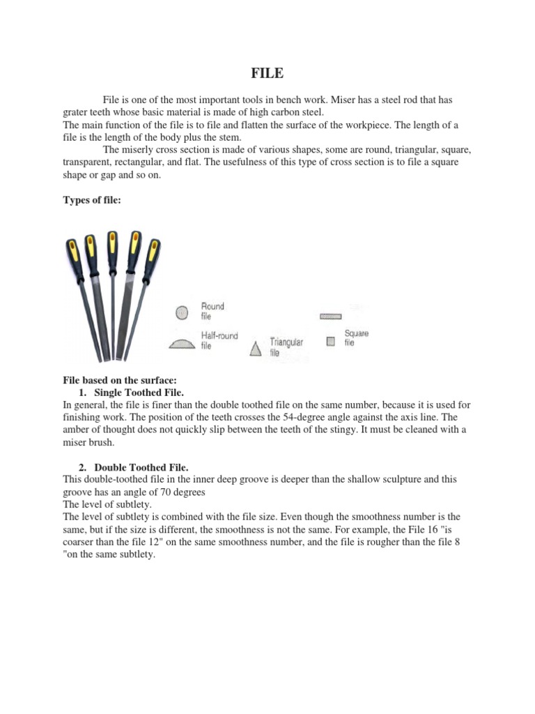 Types of File | PDF | Metalworking | Tools