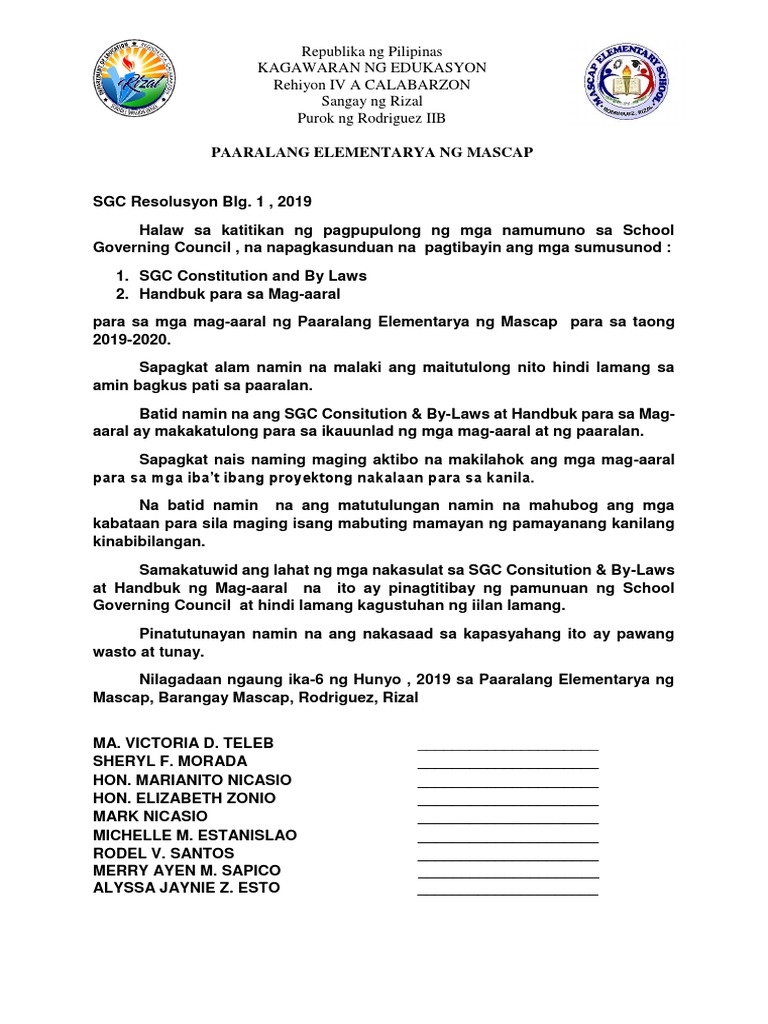 SGC Resolusyon BLG 1 | PDF