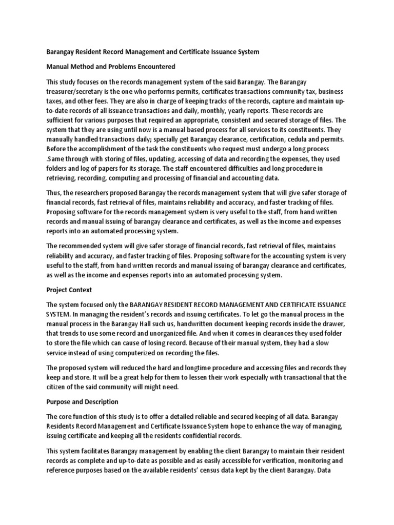 Barangay Resident Record Management and Certificate Issuance System ...