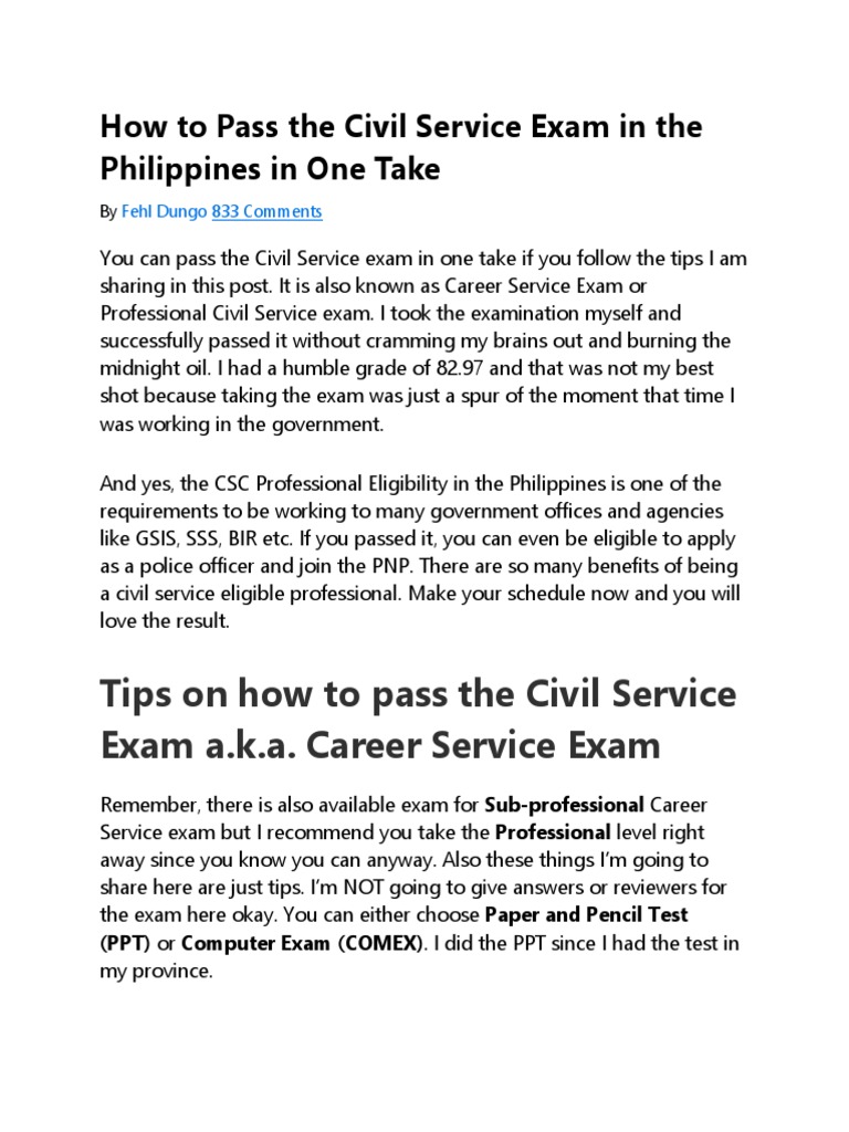 Tips On How To Pass Civil Service Exam | PDF | Ratio | Test (Assessment)