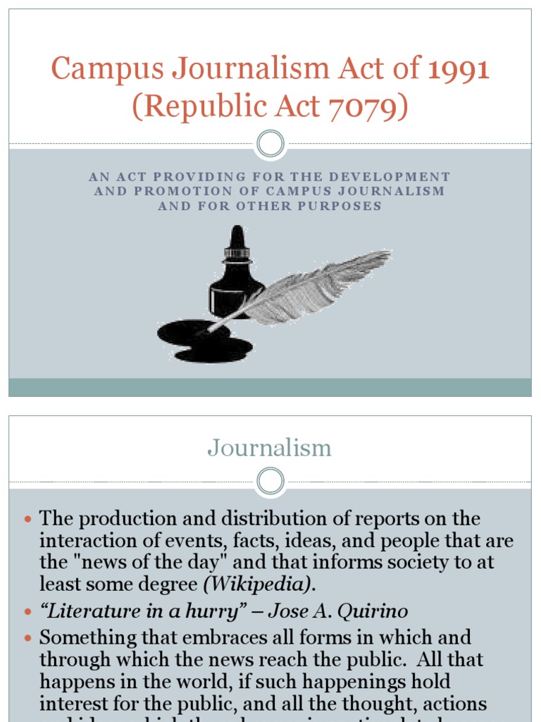Campus Journalism Act of 1991 (Republic Act 7079) | Newspapers | Journalism