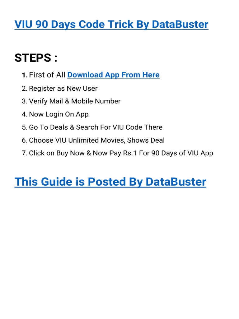 VIU 90-Day Code Trick Guide | PDF