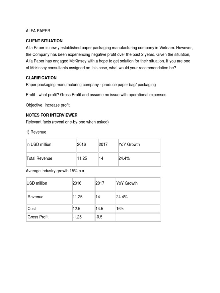 Alfa Paper | PDF | Revenue | Foods