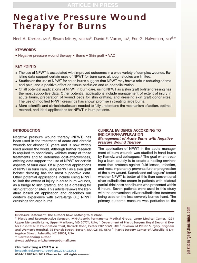 Negative Pressure Wound | PDF | Burn | Wound