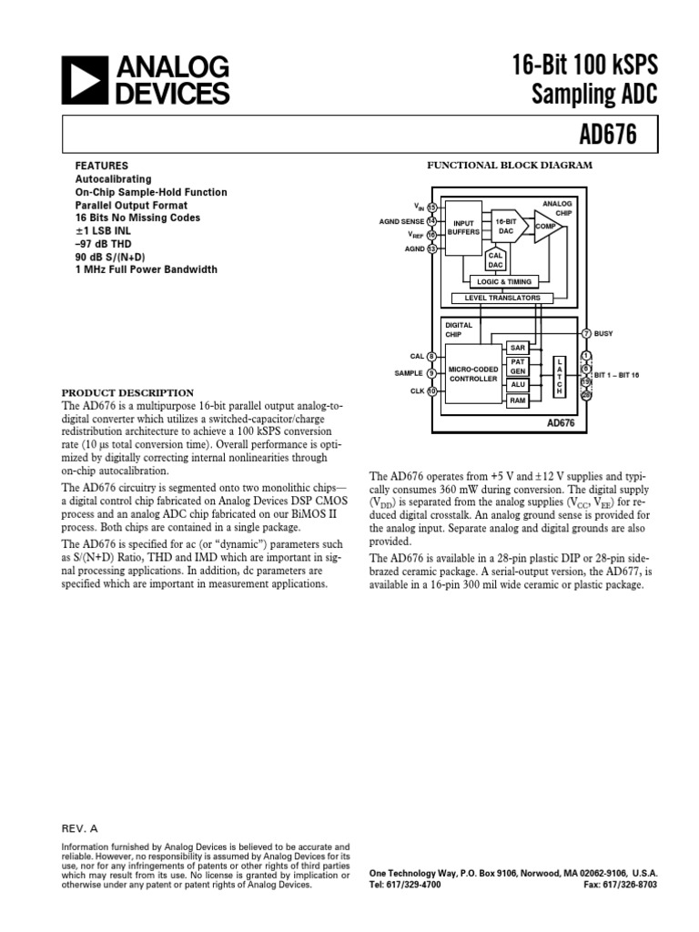 Ad676 PDF | PDF | Analog To Digital Converter | Distortion