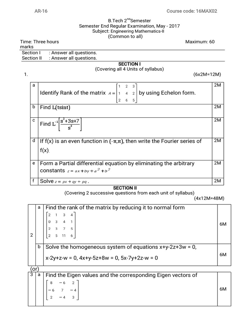Engineering Mathematics II | PDF