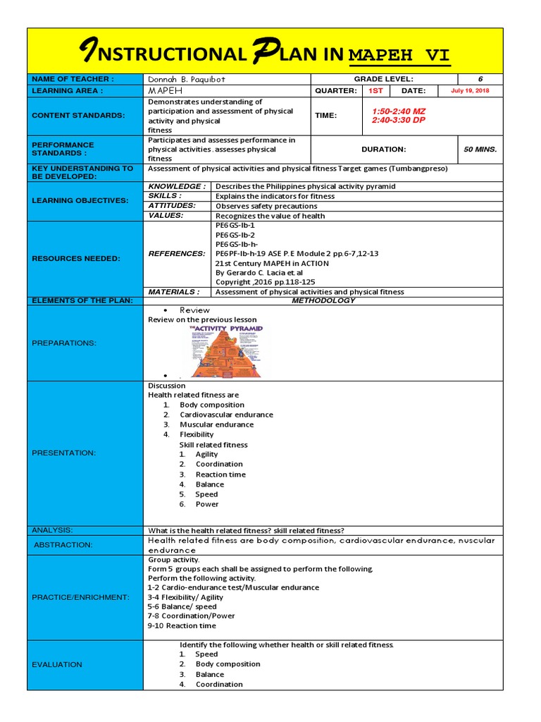 Lesson Plan in Mapeh | PDF | Learning | Behavior Modification