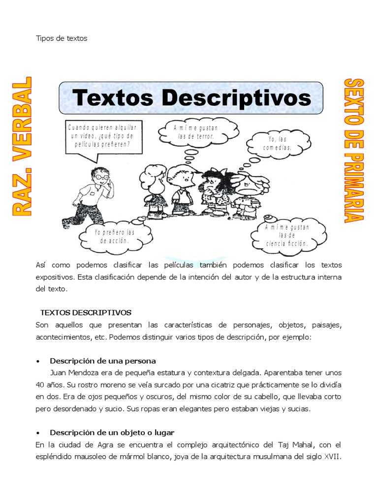 Textos Descriptivos para Sexto de Primaria | PDF | Escultura | Verbo