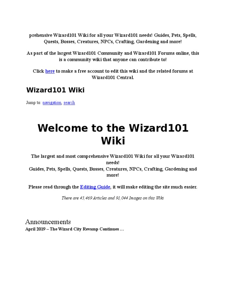 Welcome To The Wizard101 Wiki | PDF | Home & Garden