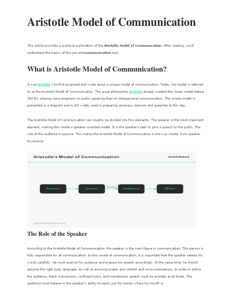 Aristotle Model of Communication | PDF | Rhetoric | Logos