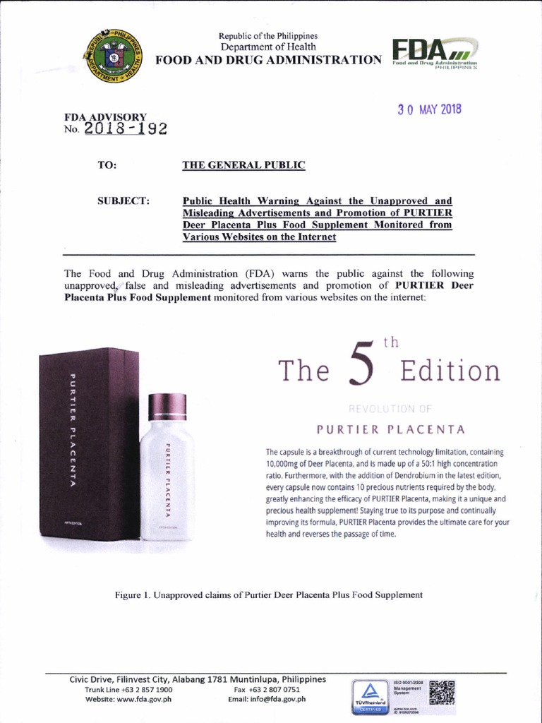 FDA Advisory No. 2018-192 PDF | PDF