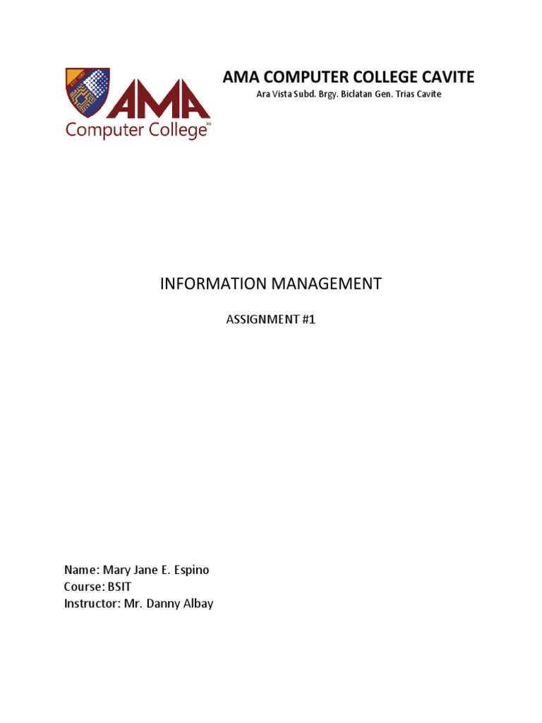 Ama Computer College Cavite: Information Management | Download Free PDF ...