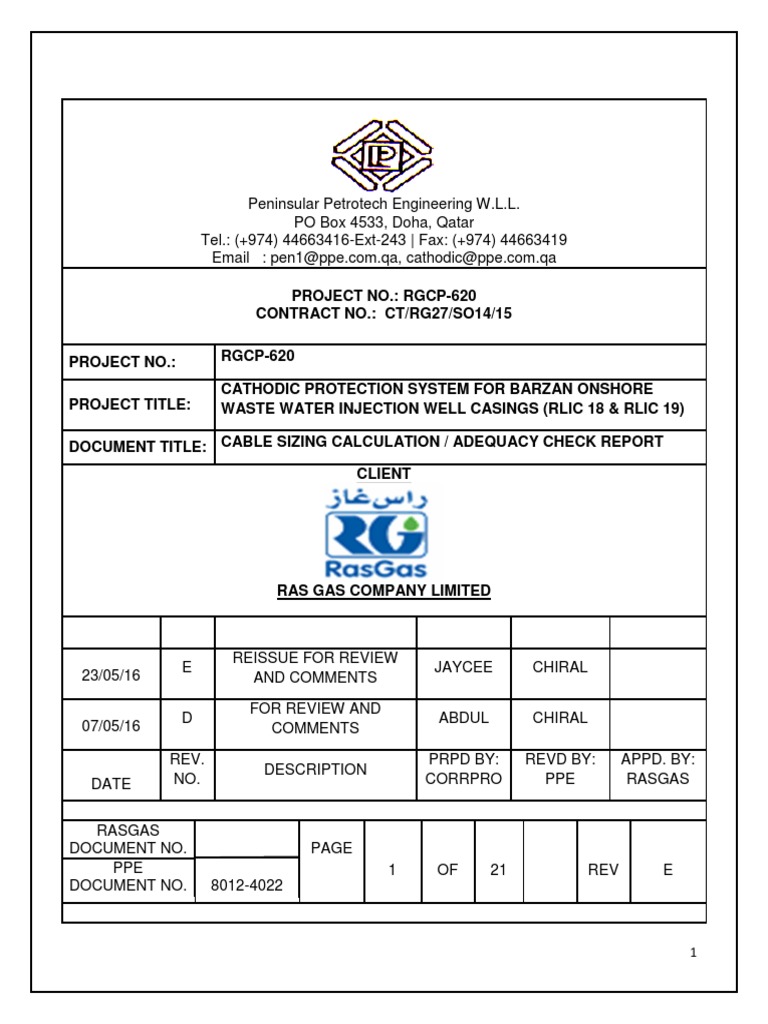 Cable Adequacy Check Report | PDF | Electrical Resistance And ...