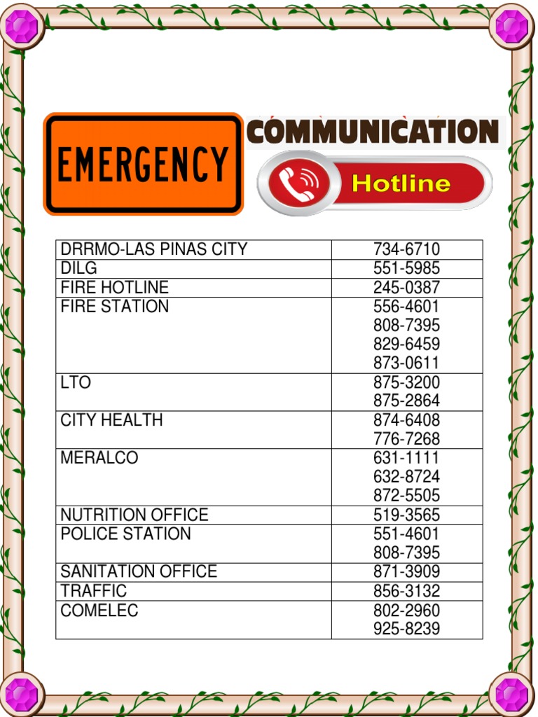 Emergency Numbers | PDF | Emergency Management | Wellness