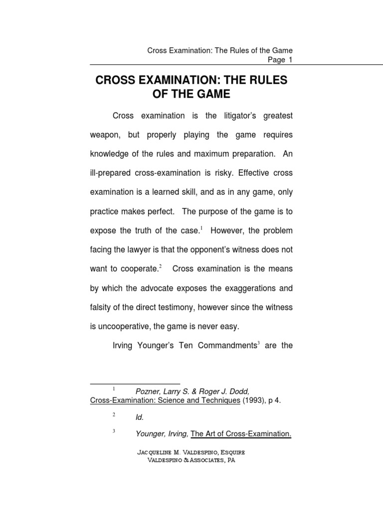 The Cross Examination | PDF | Deposition (Law) | Cross Examination