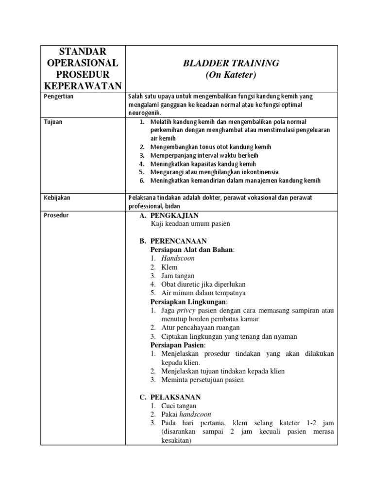SOP Bladder Training | PDF