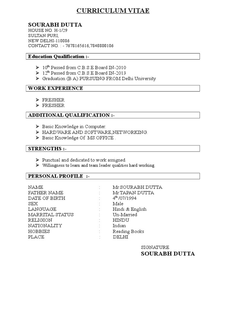 Resume SOURABH DUTTA | PDF