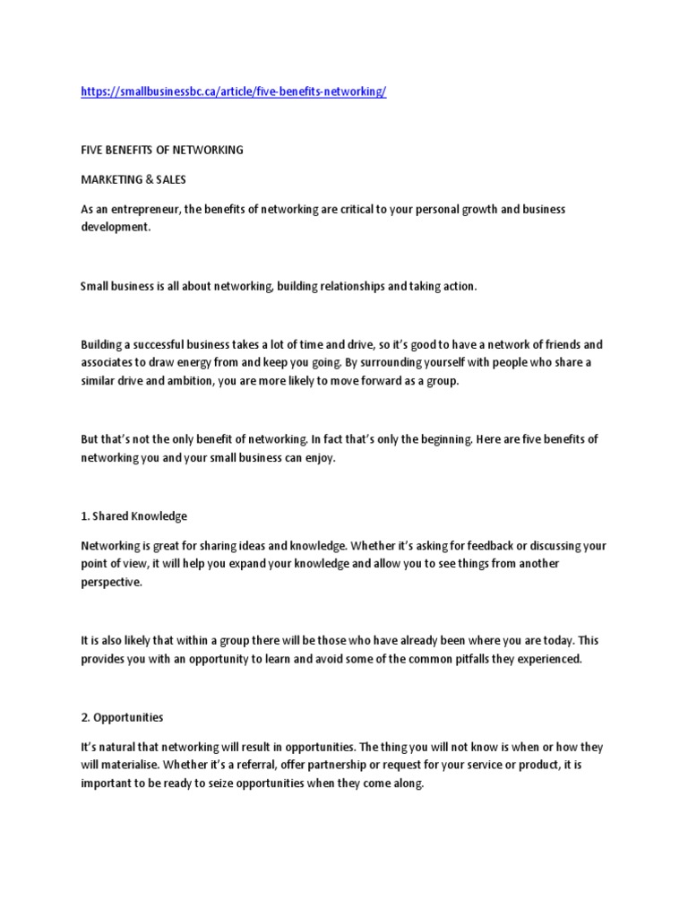 Five Benefits of Networking | PDF | Computer Data Storage | Computer ...