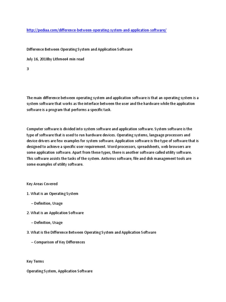 Difference Between Operating System And Application Software23 Pdf