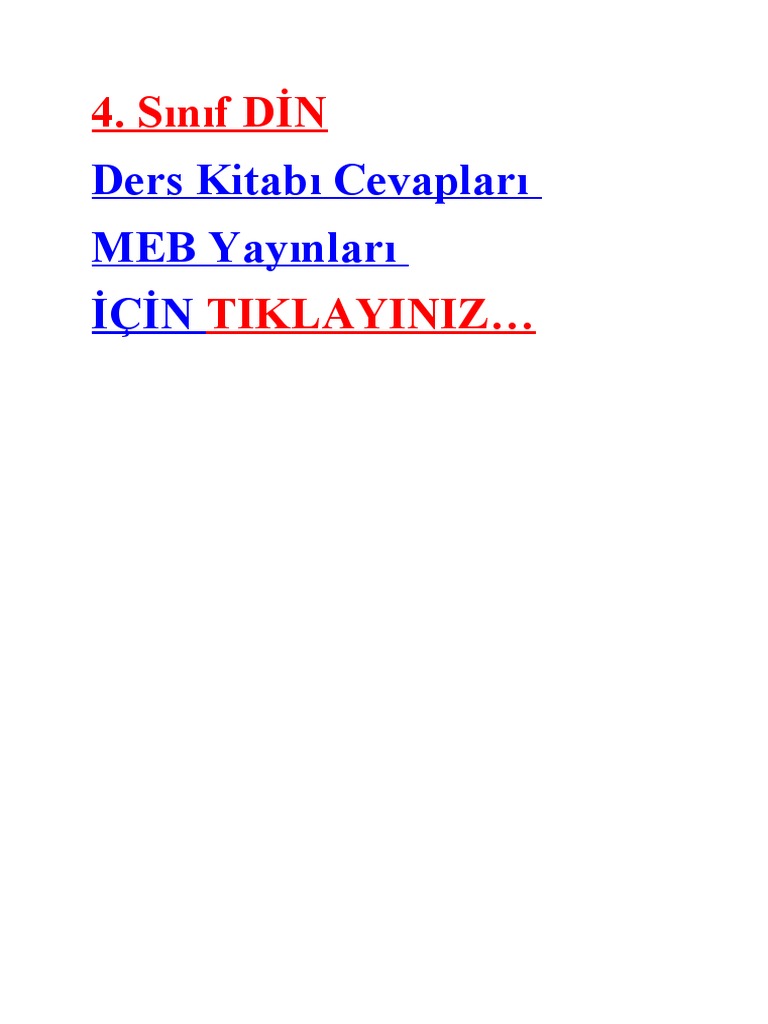Sınıf Din Kültürü Ders Kitabı Cevapları MEB Yayınları | PDF