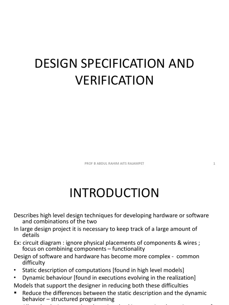 Design Specification and Verification | PDF | Formal Verification ...