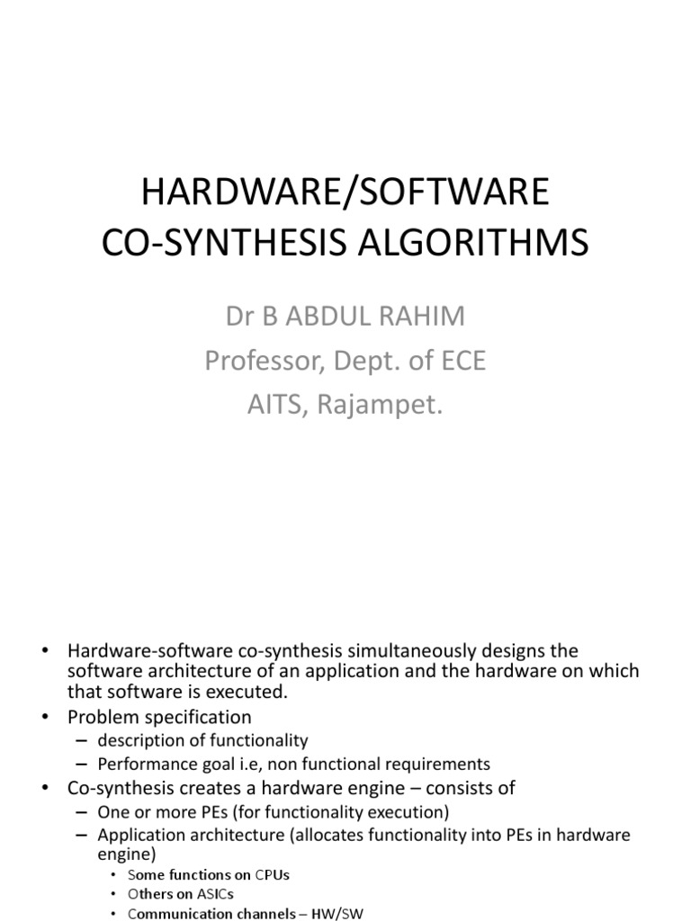 HWSW Co-Synthesis Algorithms | PDF | Central Processing Unit | Embedded System