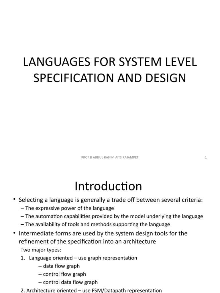 System-Level Specification Languages | PDF | Programming Language ...