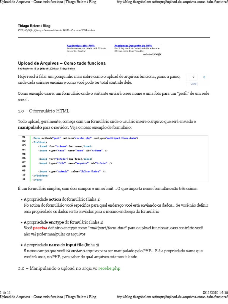 Upload de Arquivos - PHP | Php | Servidor (Computação)
