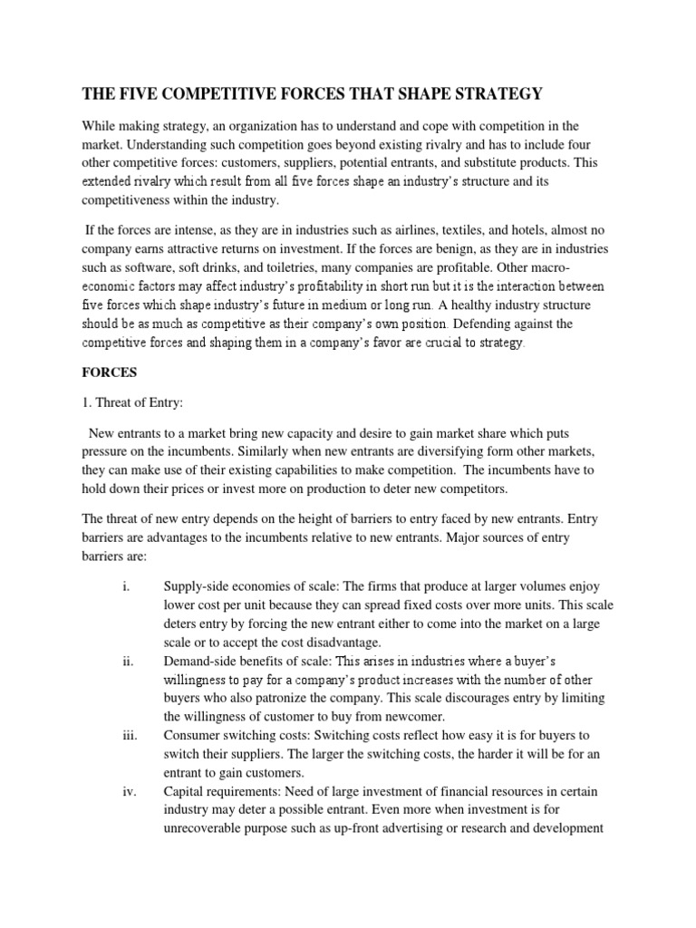 The Five Competitive Forces That Shape Strategy | PDF | Competition ...