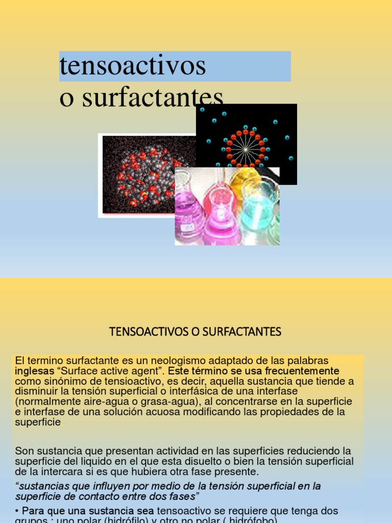 Tensoactivos | PDF | Tensioactivo | Compuestos químicos