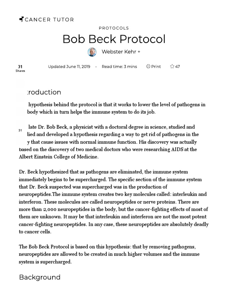Bob Beck Protocol - Natural Cancer Treatments at CancerTutor | PDF ...
