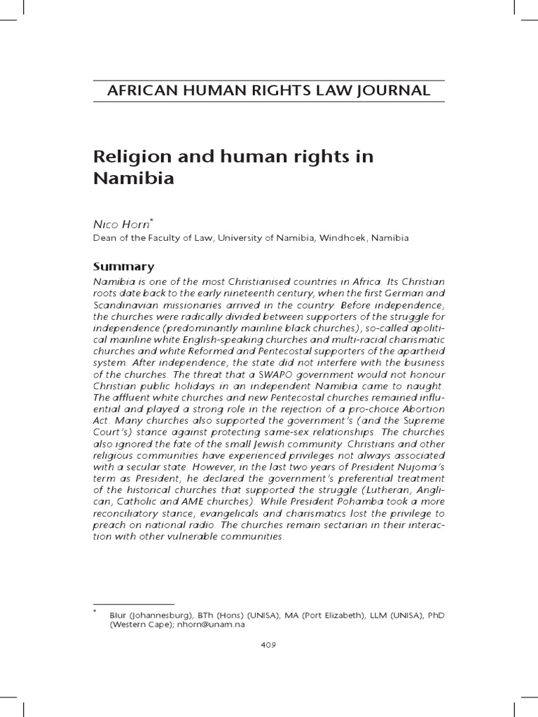 Religion and Human Rights in Namibia PDF | PDF | Christian Denomination ...