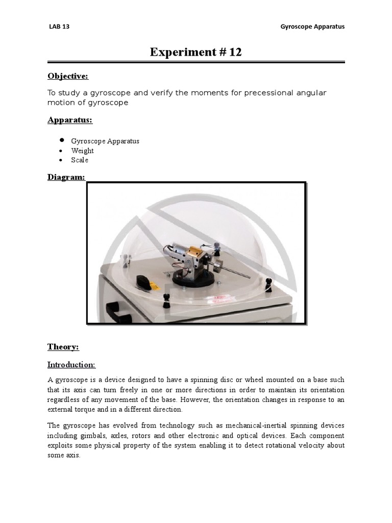 Lab 11 Manual | PDF | Gyroscope | Rotation