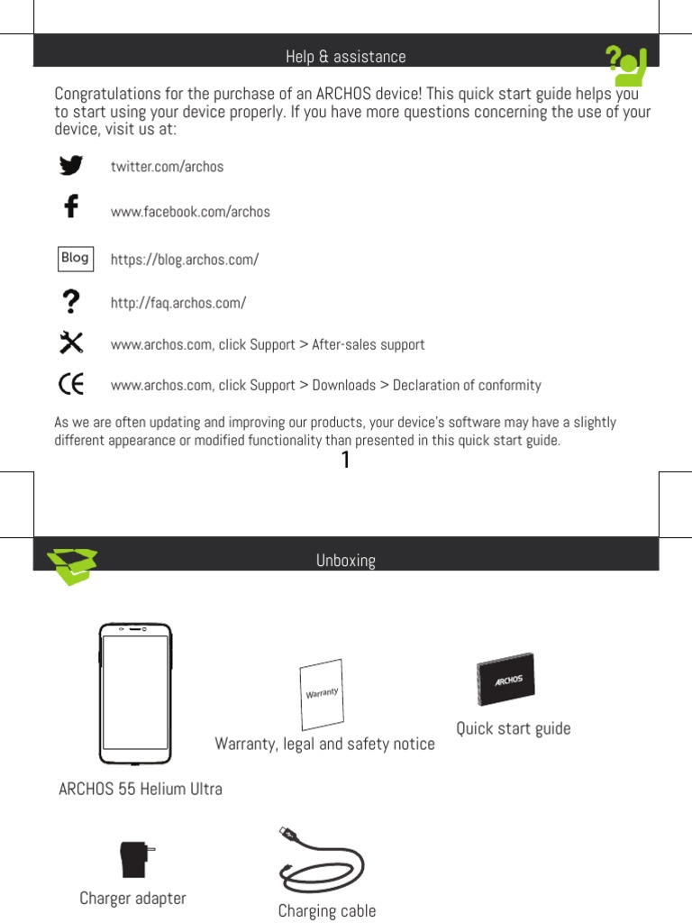 QSG ARCHOS 55 Helium Ultra Book PN115264 PDF | PDF | Mobile Phones ...