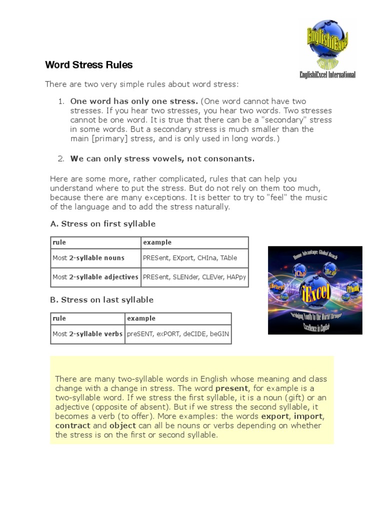 Word Stress Rules: A. Stress On First Syllable | Download Free PDF ...