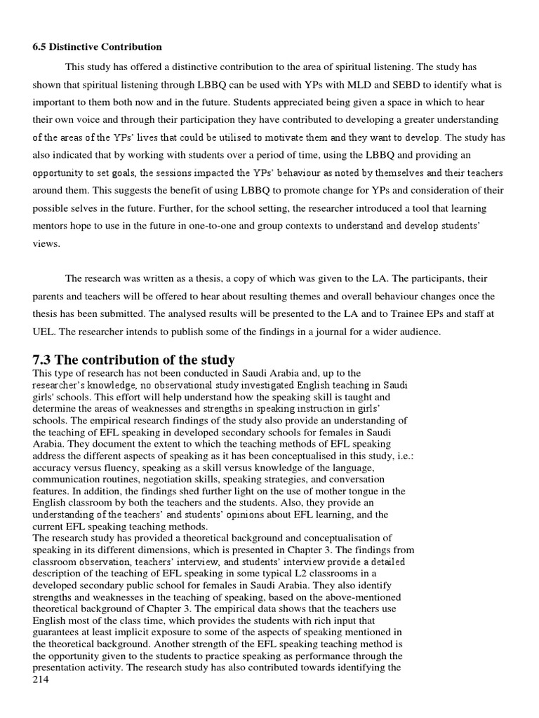 Contribution of The Study | PDF | English As A Second Or Foreign ...