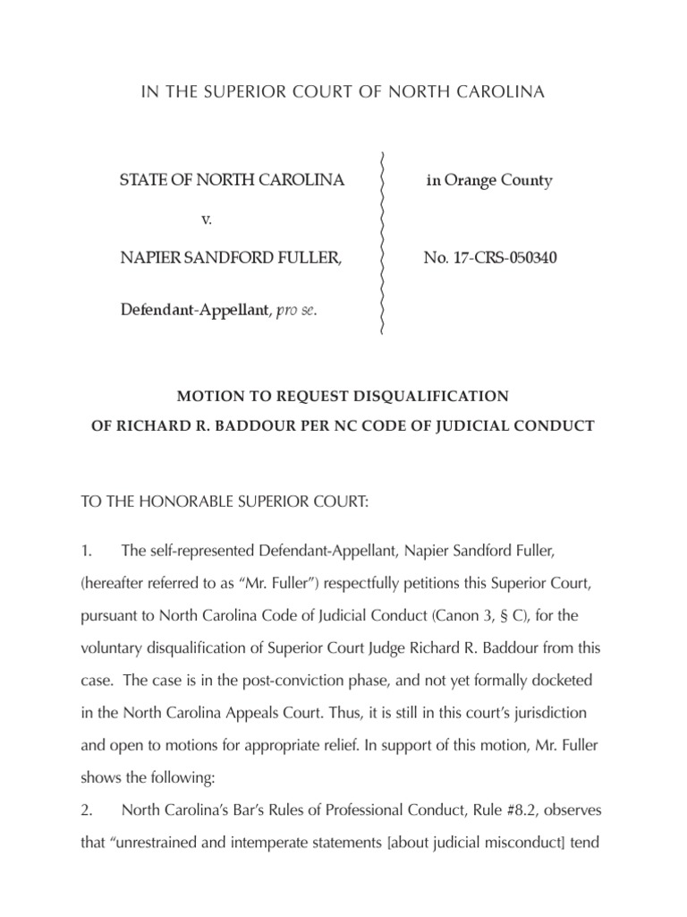 Request to Disqualify Judge Baddour | PDF | Americans With Disabilities ...