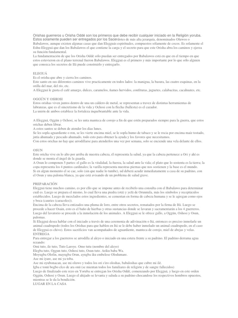 Orishas Guerreros U Orisha Oddé Son Los Primeros Que Debe Recibir ...