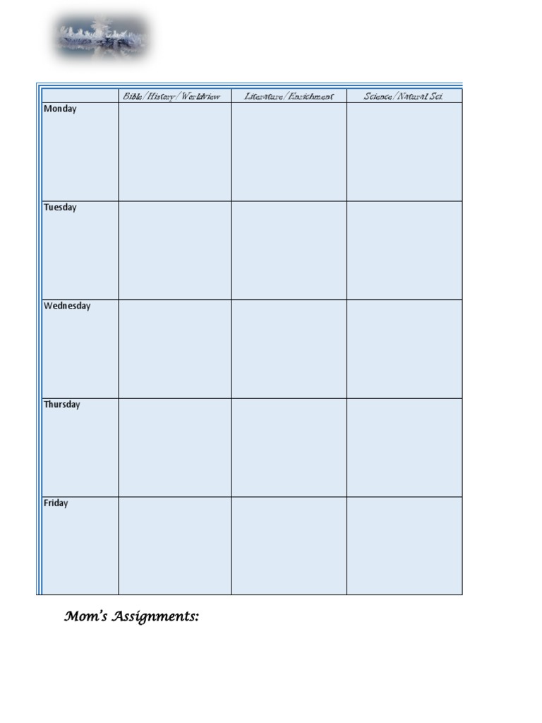 Charlotte Mason Style Homeschool Planner | PDF